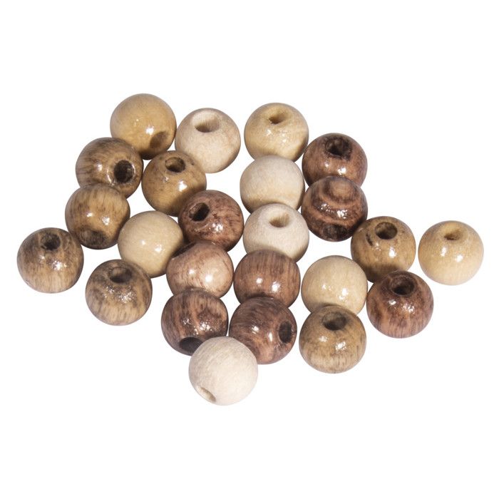 Assort. perles en bois , FSC 100%, 6mm , tons naturelles, polies, 116 ...