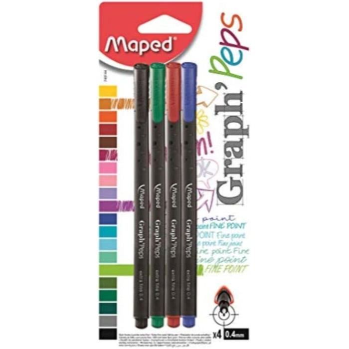 Maped - Feutres Graph'Peps - Stylos Feutres Pointe Fine 0,4 mm - Pointe ...