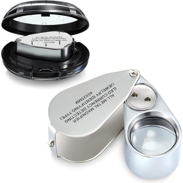 40X Loupe de Bijoutier Illnée en Métal Loupe de Bijoux Loupe de Bijoux ...