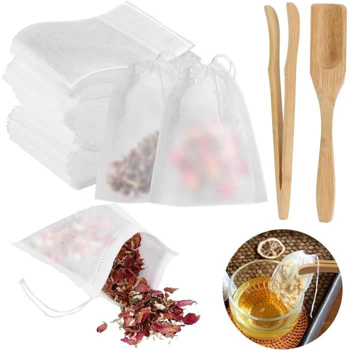 Lot De 200 Sachets À Thé Pour Thé En Vrac En Fibres De Maïs, 9 X 7 Cm, À Remplir Soi-Même, Avec ...