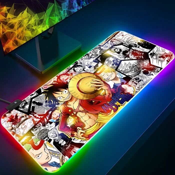 Animé une pièce Luffy Zoro RGB Pc Gamer clavier tapis de souris tapis ...