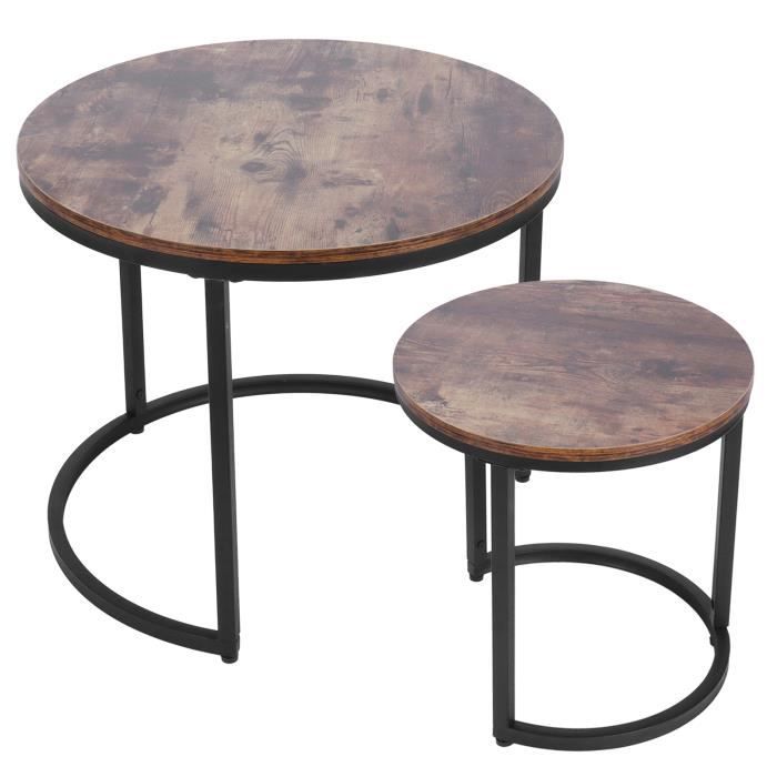Cya Table Basse Ronde Table Gigogne 2 Pièces Table Dappoint Mdf