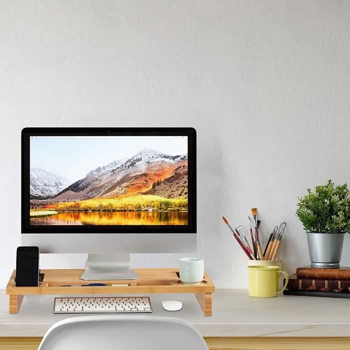 Support moniteur bambou, Rehaussement écran PC, Support d’écran espaces ...