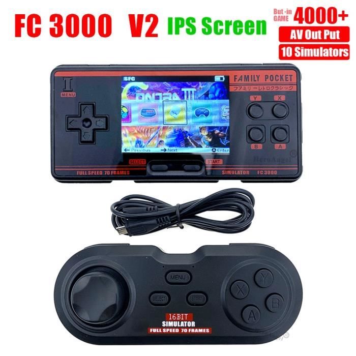 Console de jeu portable FC3000 V2 - Ips noir - 10 simulateur - 4000 ...