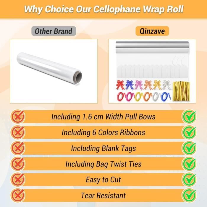 Rouleau De Papier D'Emballage Cadeau Cellophane Avec 30 Pull Bow 100 ...