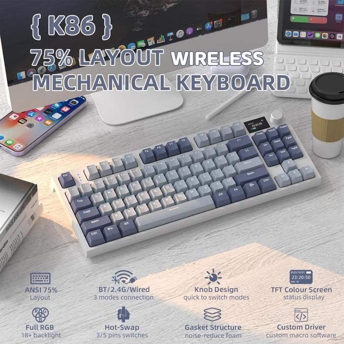Rk86 Clavier Gamer Mecanique Sans Fil, Apex Pro Tkl Clavier De Jeu Th80 ...