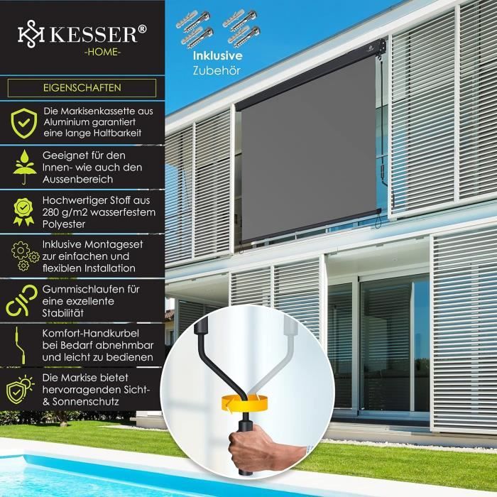 SER Store Vertical extérieur Mécanisme à manivelle Protection Solaire ...