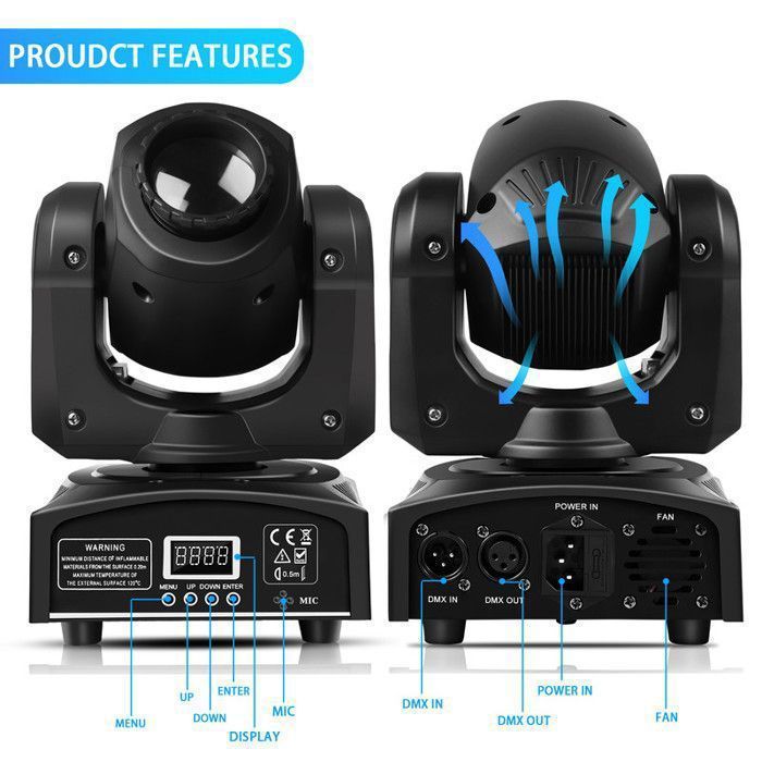 JAJALUYA 120W Lumières de Scène - Lyre LED RGBW Gobo Couleurs Beam DMX ...