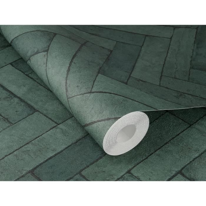 Factory V 499155 Papier Peint Intissé Vert Pétrole Avec Motif Chevrons ...