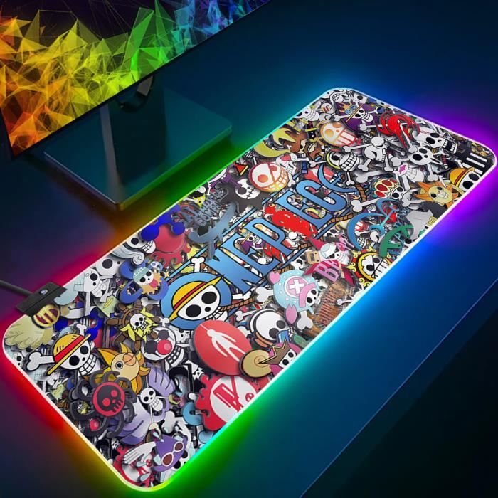 Animé une pièce Luffy Zoro RGB Pc Gamer clavier tapis de souris tapis ...