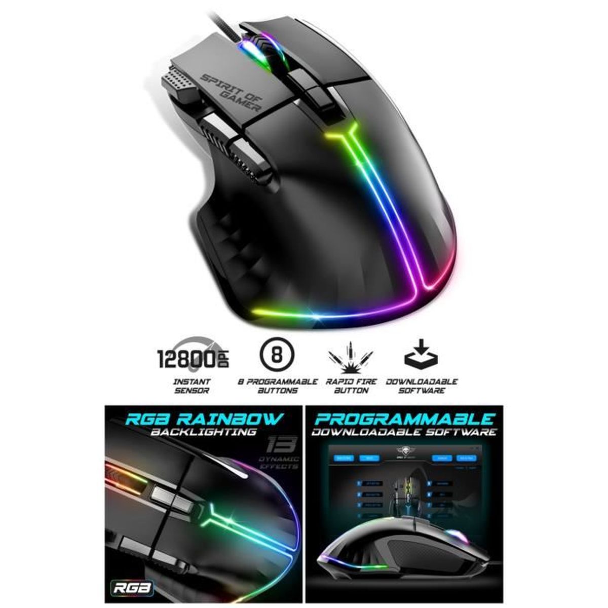 Souris PRO GAMING Spirit of Gamer PRO-M7 Gaming & Multimedia 8 BOUTONS ...