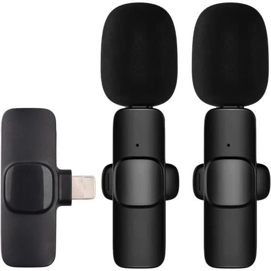 Microphone, Mini-Micro Lavalier À Pince Sans Fil Micro Omnidirectionnel 2 Émetteur 1 Récepteur ...
