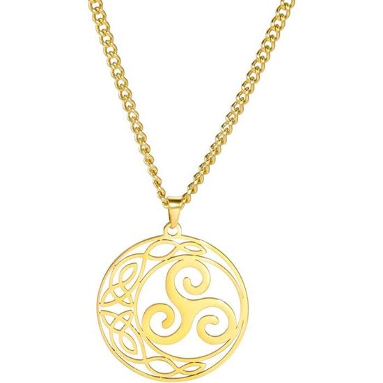 Collier Avec Pendentif Rond En Forme De Nœud Celtique - Triple Spirale ...