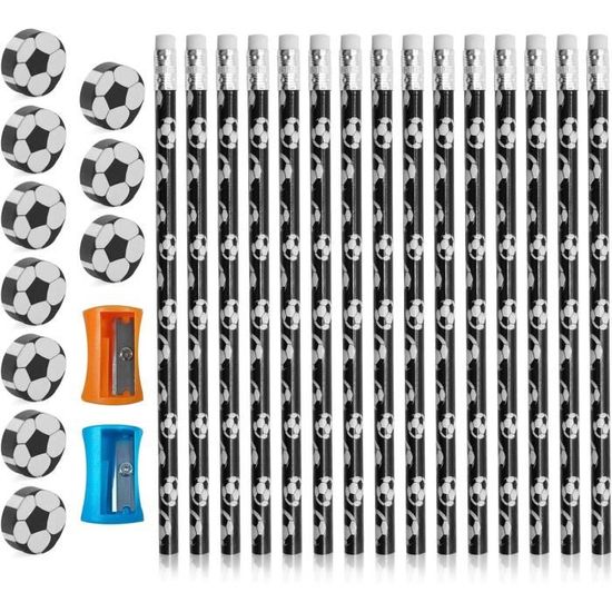 20 Pcs Crayons De Football,10 Gommes De Football,Et 2 Taille-Crayons ...