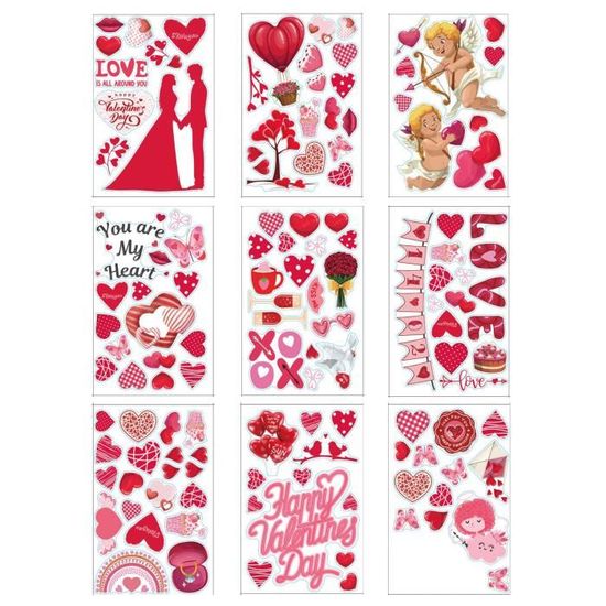 Saint Valentin fenêtre s'accroche autocollants réfrigérateur ...