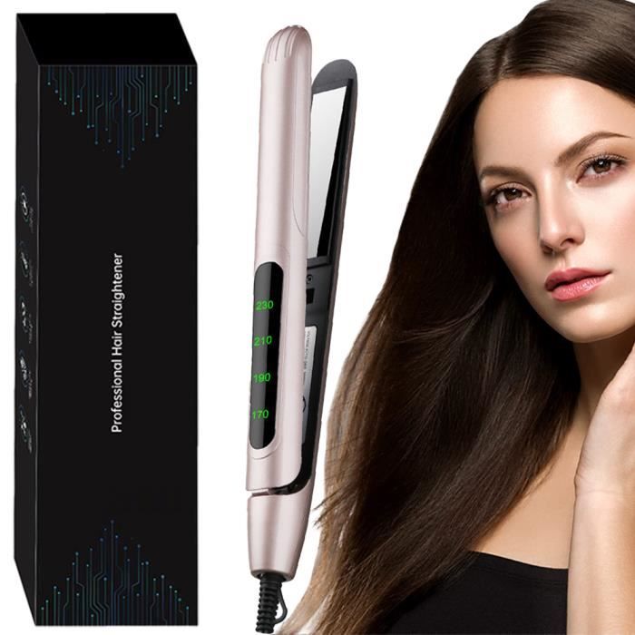 Lisseur cheveux Professionnel,Fer a lisser et boucler 2 en 1 avec Plaque en Titane,Lissante ...