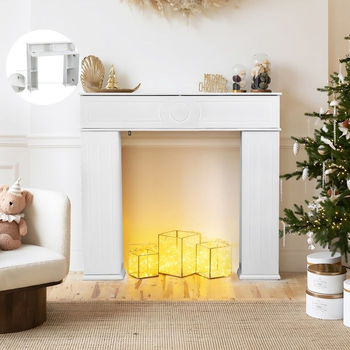 LEWW Manteau de cheminée avec rangement - Cadre de cheminee ...