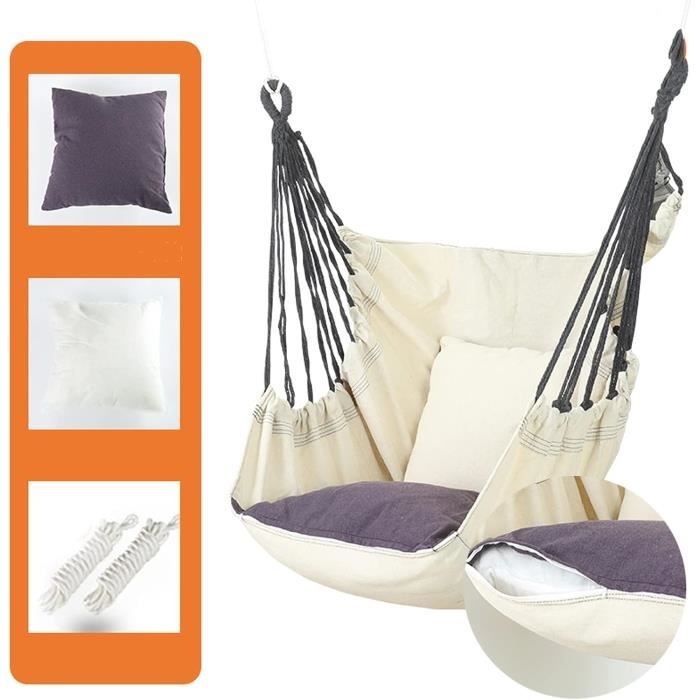Fauteuil Suspendu Chaise Suspendue De Balance 2 Amovible Oreillers De ...
