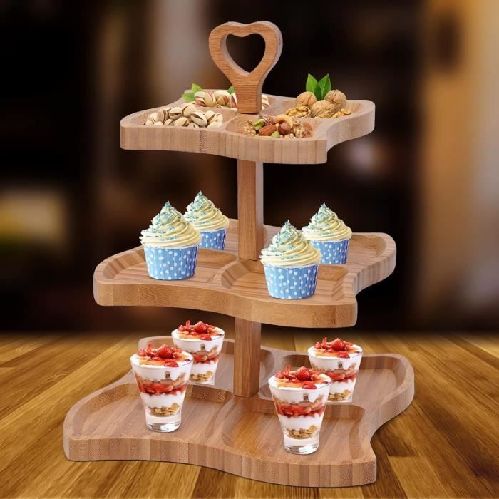 Présentoir À Gâteaux À 3 Étages En Bois Pour Desserts, Cupcakes ...