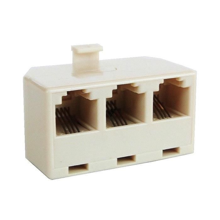 Multiprise triple RJ11 6p4c 4 fils Diviseur 3 voies pour cable ADSL ...