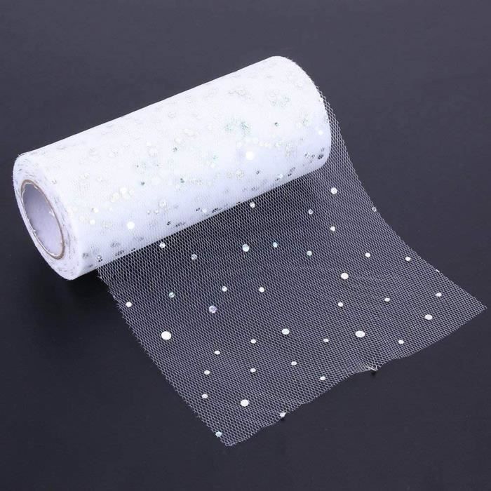 Rouleau de tissu en tulle à sequins,Bobine de Tulle 15cm Rouleau Tulle ...
