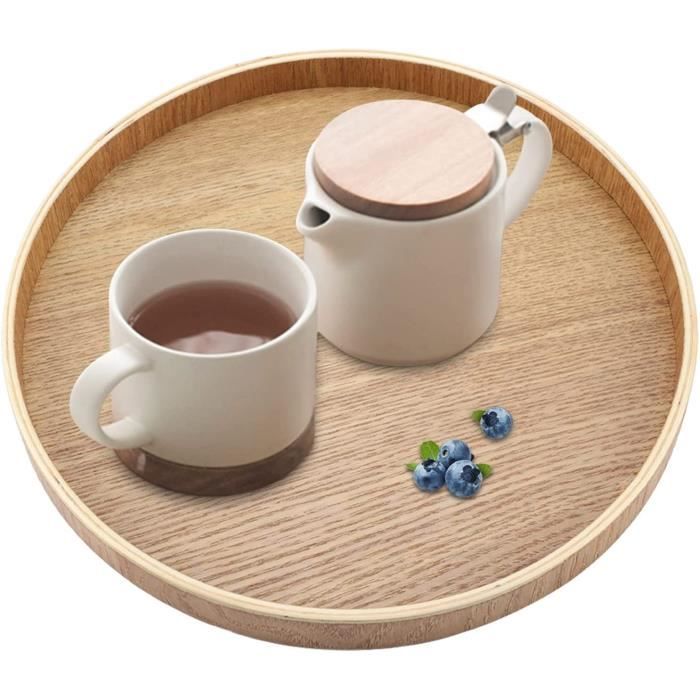 Plateau de Restauration, Plateau de Service Rond en Bois Polyvalent ...
