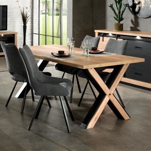 Grande table 220 cm couleur chêne clair DAKAR Marron L 220 x P 100 x H ...