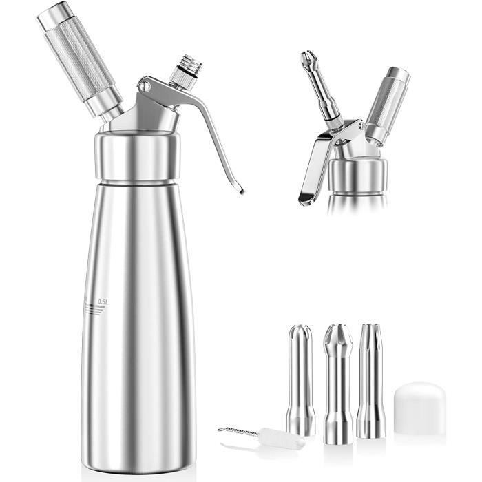 500Ml Siphon Chantilly, Syphon À Crème En Aluminium Avec 3 Douilles En ...