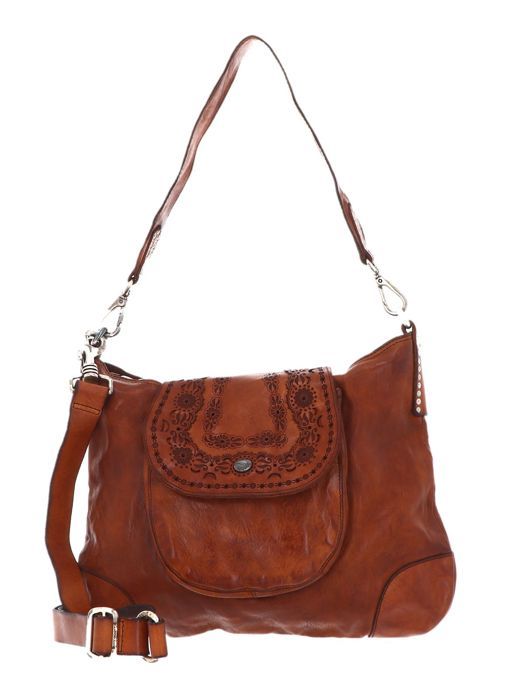 CAMPOMAGGI Sac à épaule marron en cuir pour femme - Shoulder Bag Cognac ...