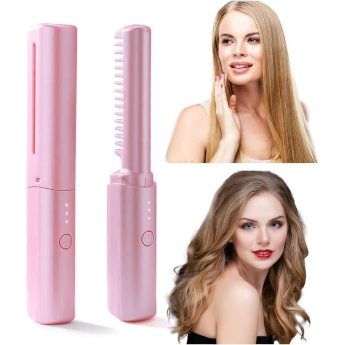 Mini Lisseur De Cheveux Rechargeable, Peigne À Lisser Sans Fil Portable, Brosse À Lisser Et ...