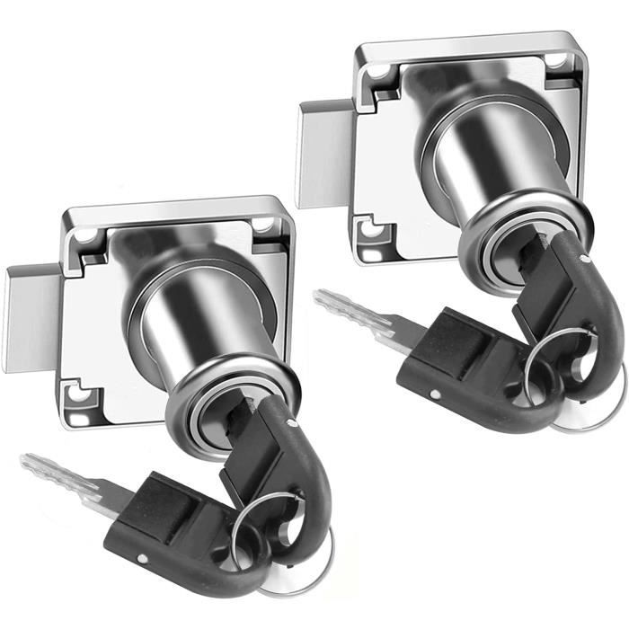 Lot De 2 Verrous À Came Avec Clés Identiques, Serrure De Sécurité Pour Armoire, Porte, Boîte Aux ...