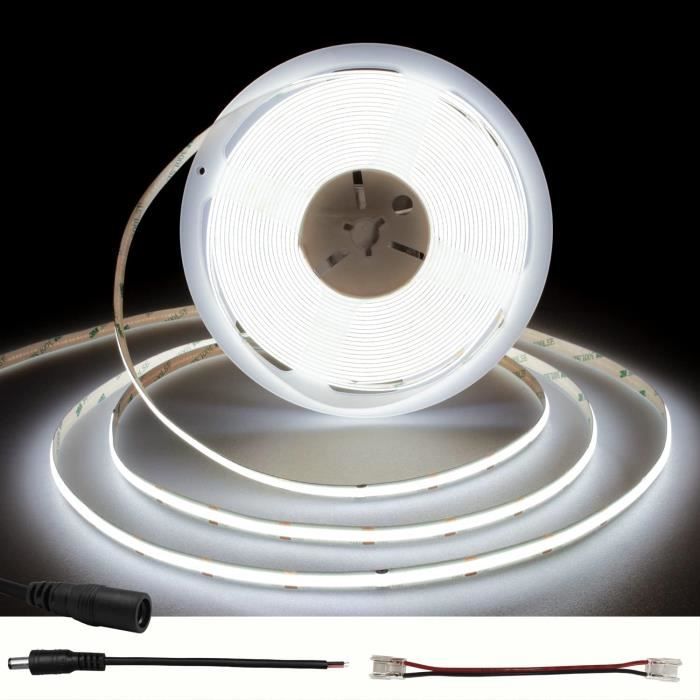 Ruban Led Cob 10m Bande Led Blanc Froid 6000k Dc24v 480 Led M Cri 90