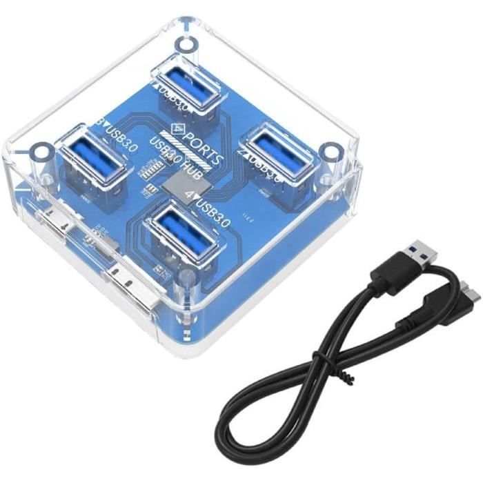 Hub Usb C Transparent 4 Ports D'Extension Avec Alimentation Usb3.0 5 ...