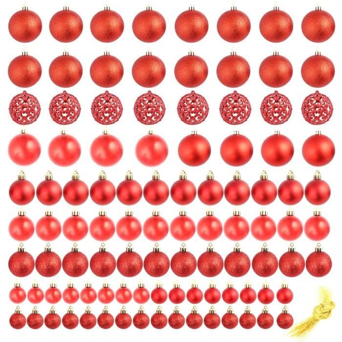 BEL Ensemble de boules de Noël 100 pcs 3cm, 4cm, 6cm 32 boulesx3cm 36 ...