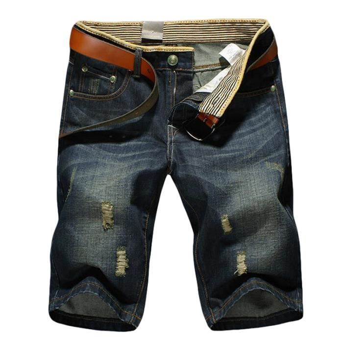 Short en Jean Homme Coton Droit Shorts Homme –Bleu Bleumode 1 ...