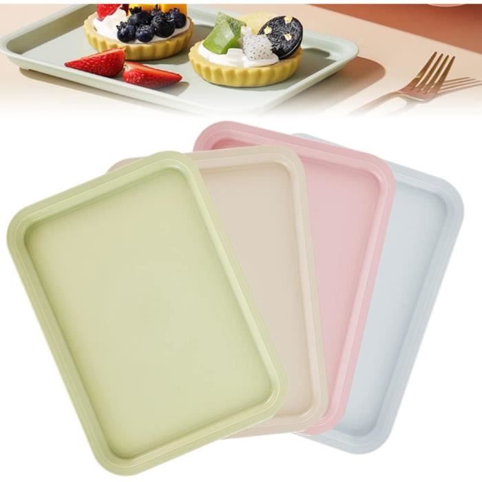 QUCUMER 4 Pcs Plateau de Service Plastique 24.5*17.5cm Plateau ...