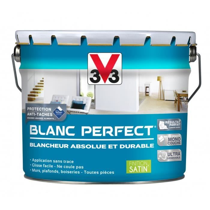 Peinture intérieure - V33 - Blanc Perfect® - Satin blanc - Monocouche - 10 L - Cdiscount Bricolage