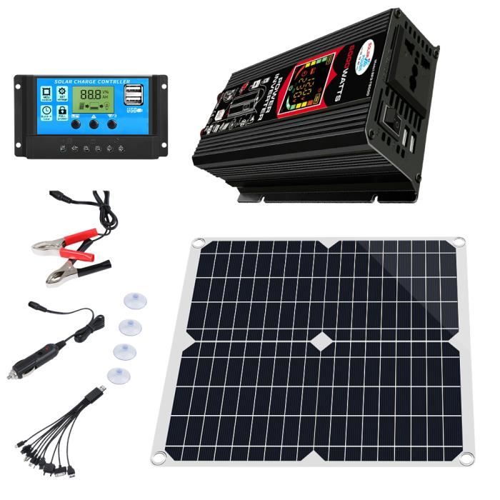 25W 12V Monocristallin Kit Panneau Solaire avec Onduleur 2000W 220V pour Camping-car Bateau ...
