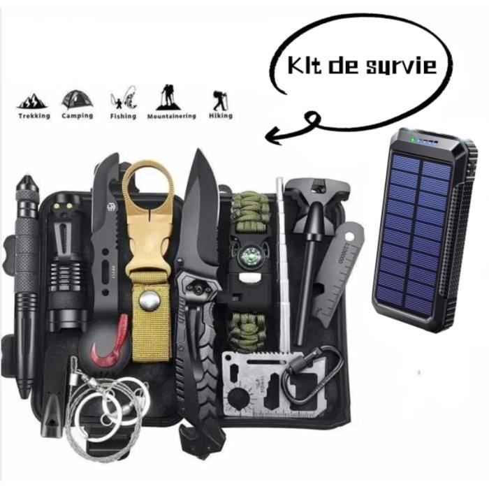 Kit de survie d'urgence 13 types d'outils de premiers secours en plein air avec 25000mAh ...