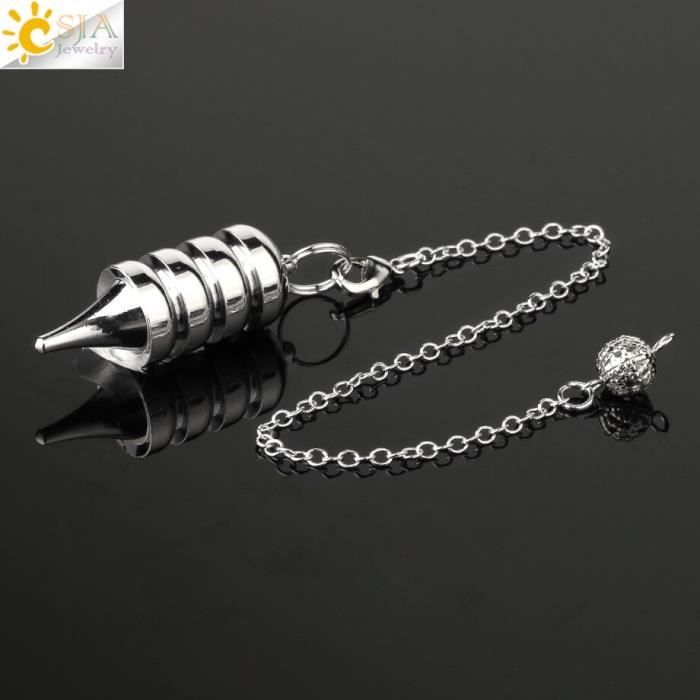 CSJA argent couleur métal Pendule Divination pendules pour biolocalisation radiographie Pendule ...
