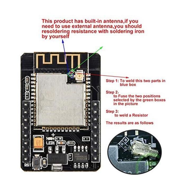 Module Wifi Esp32 Cam Antenne 2 4g Esp32 Série Vers Wifi Carte De