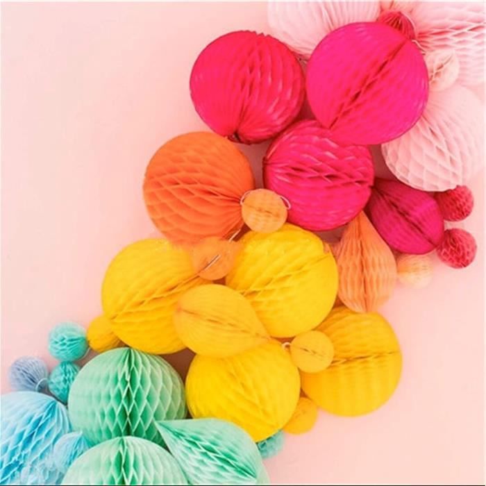 Lampion Papier,Lampion Papier Blanc 6 pcs Papier nid d'abeille de la ...