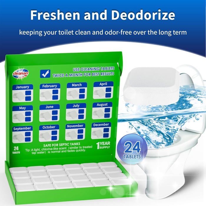 Lot de 24 tablettes WC extra puissantes, garde les toilettes propres ...