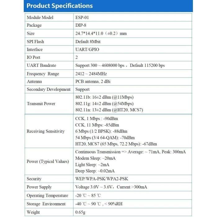 Barebone - Module Émetteur-Récepteur Sans Fil Wifi Série Esp8266 -01 ... Barebone - Module Émetteur-Récepteur Sans Fil Wifi Série Esp8266 -01 ...