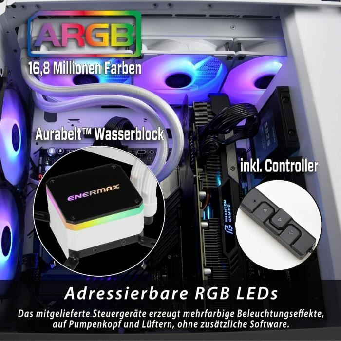 Watercooling,Refroidissement Liquide Du Processeur Aio Liqmax Iii 360 Argb Blanc-3 Ventilateurs ...