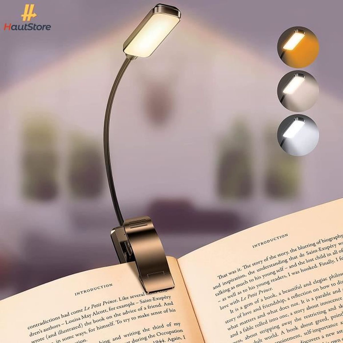 HautStore 9 LED Lampe de Lecture, Rechargeable Liseuse Lampe en 3 Mode ...