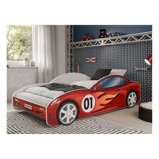Lit enfant pour garçon auto Speed + sommier + matelas 80x160 cm ...