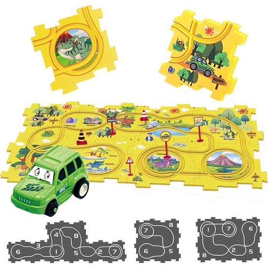 Circuit Voiture Enfant Petites Jouet pour Enfants DIY Piste de Puzzle ...