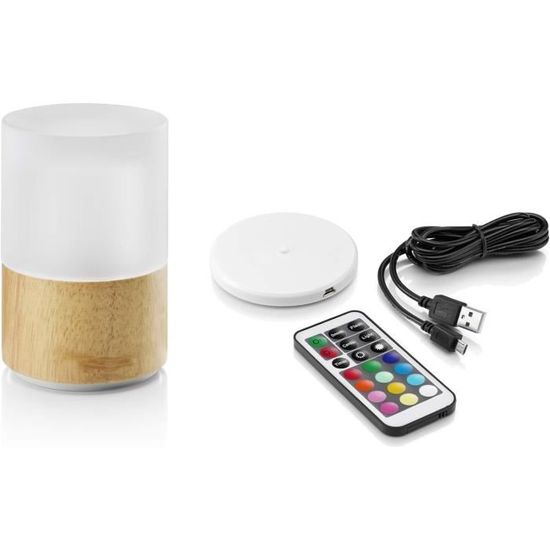 Lampe De Table Led Rechargeable Sans Fil À Lumière Blanche & Changement De Couleurs (Wooden ...
