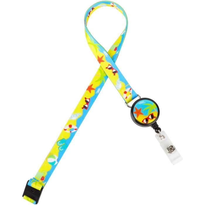 Lanière détachable avec enrouleur de badge rétractable, boucle de ...